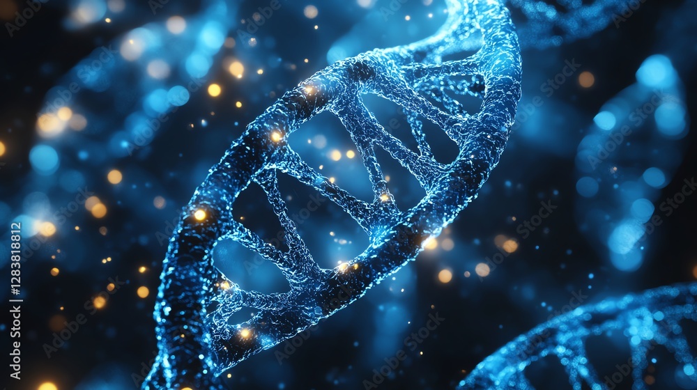 Advanced molecular biotechnology design, featuring DNA strands and ...