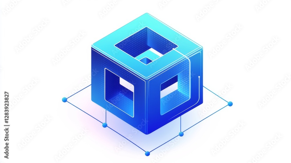 Icon of encapsulation in blue gradient. Illustration of object-oriented programming in thin line ...