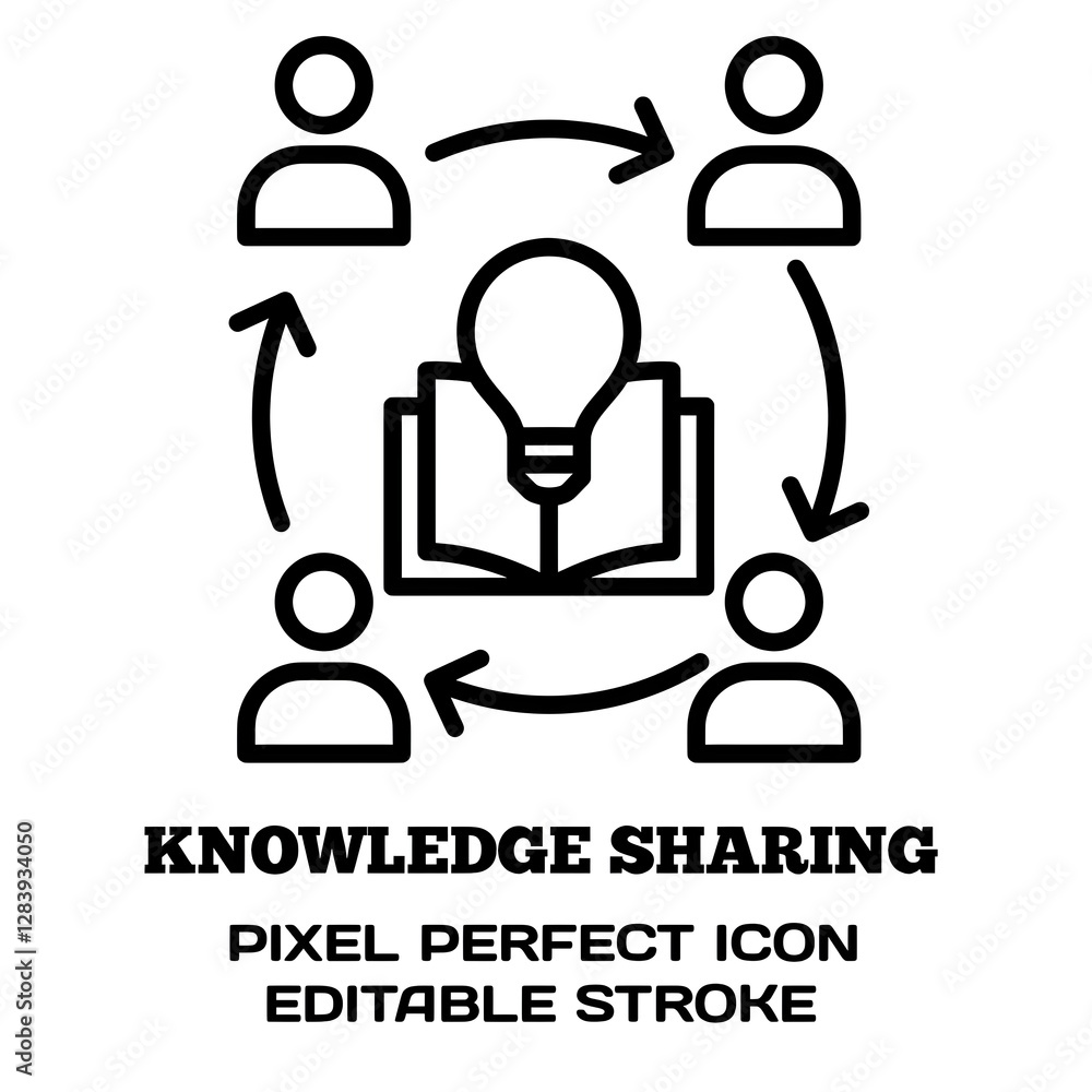 Knowledge sharing symbol, featuring an editable stroke outline icon ...