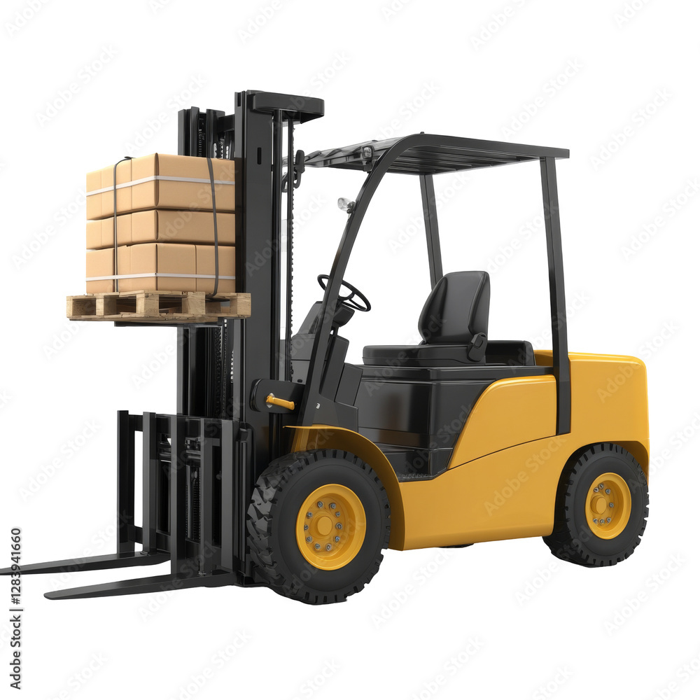 Forklift handling boxes warehouse png with transparent background ...