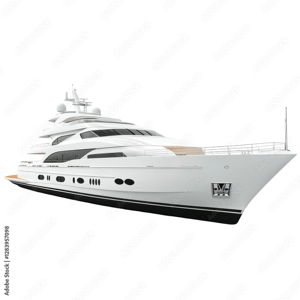 Luxury yacht in transparent background png elegant white vessel marine ...
