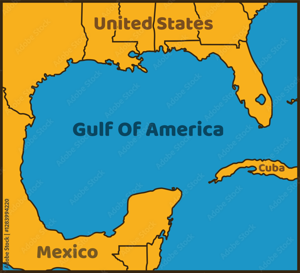 Gulf of America Map Illustration Stock Vector | Adobe Stock