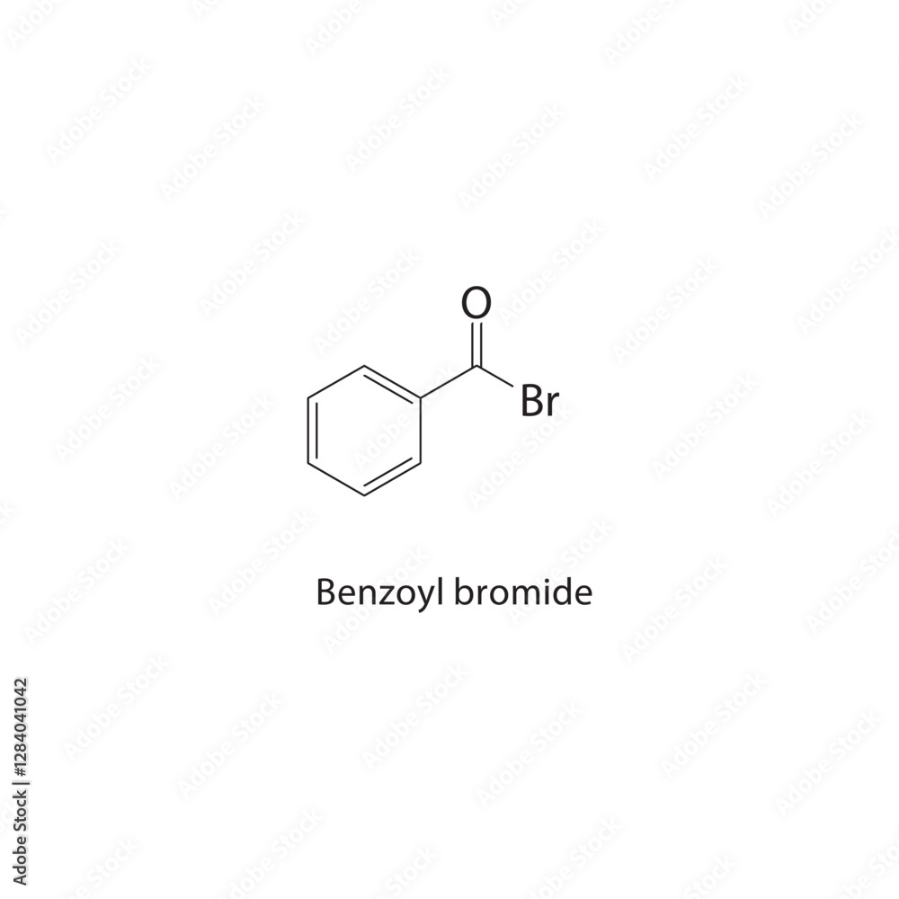 Benzoyl bromide skeletal structure.Acyl Bromide compound schematic ...
