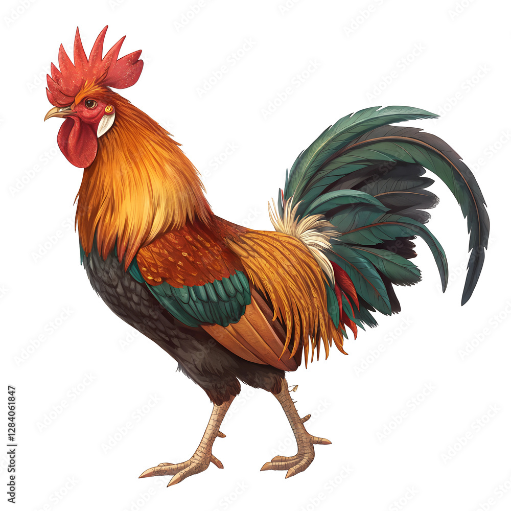 Rooster isolated on white or transparent background activity, painting ...