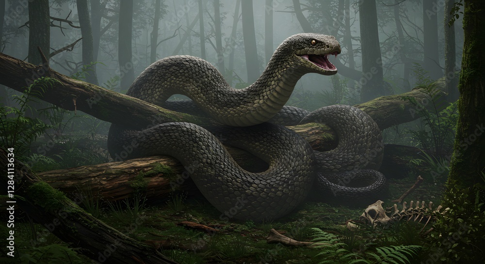 Titanoboa Giant Snake in Prehistoric Jungle Stock Photo | Adobe Stock