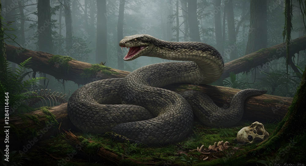 Titanoboa Giant Snake in Prehistoric Jungle Stock Photo | Adobe Stock