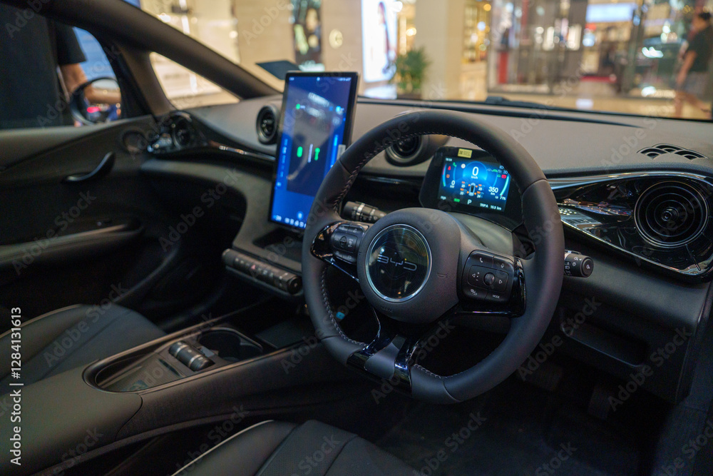 Penang, Malaysia - Feb 22, 2025: Close-up of the sleek interior design ...