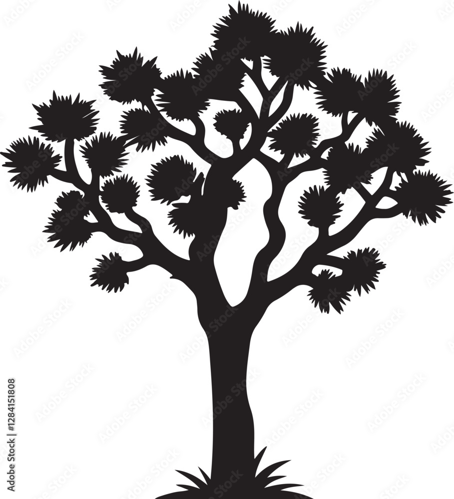 Joshua tree silhouette, black and white silhouette, vector and ...