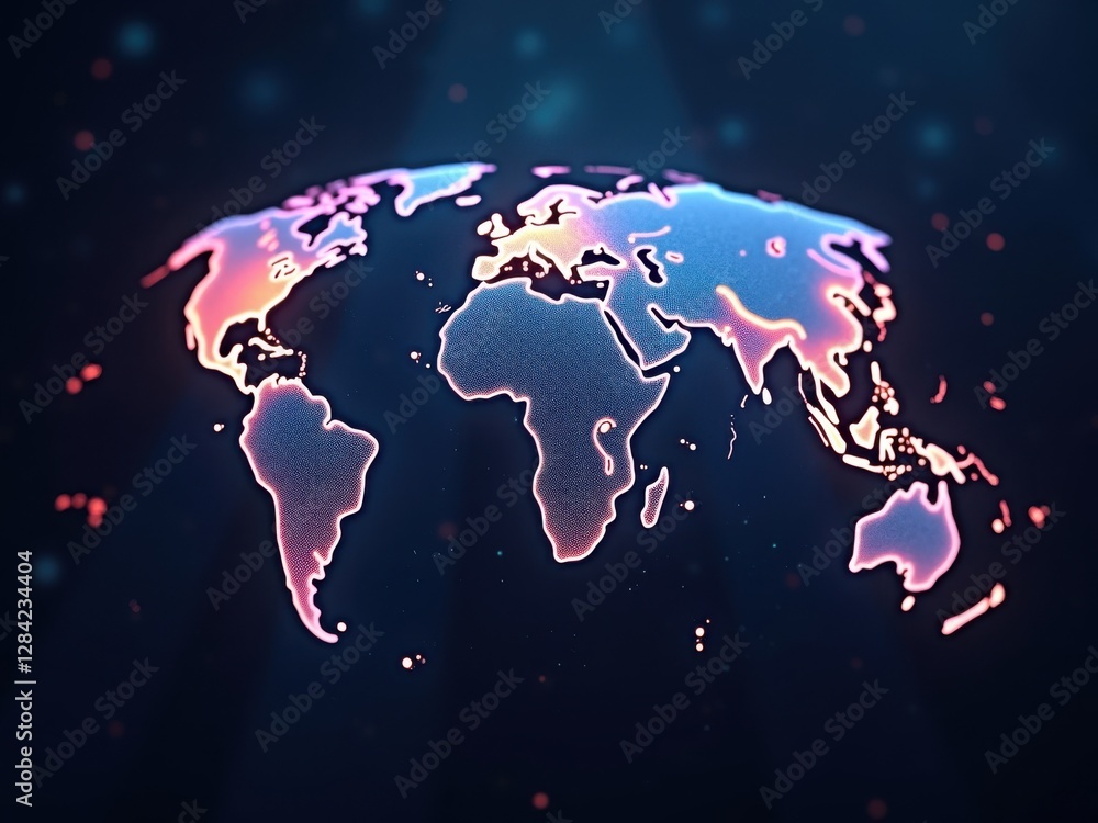 Red global abstracta, visualización de entrelazamiento de datos ...