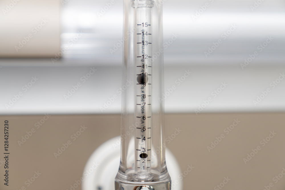 Hospital medical gas oxygen flowmeter, concentrator plugged in patient ...
