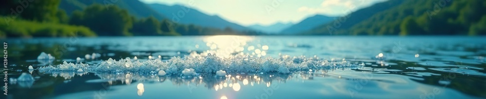 Microscopic shards of shattered plastic littering the surface of a ...