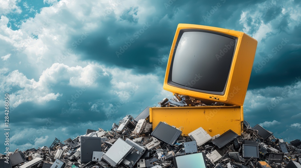 Landfill Site Overflowing with Electronic Waste and Old Devices Stock ...