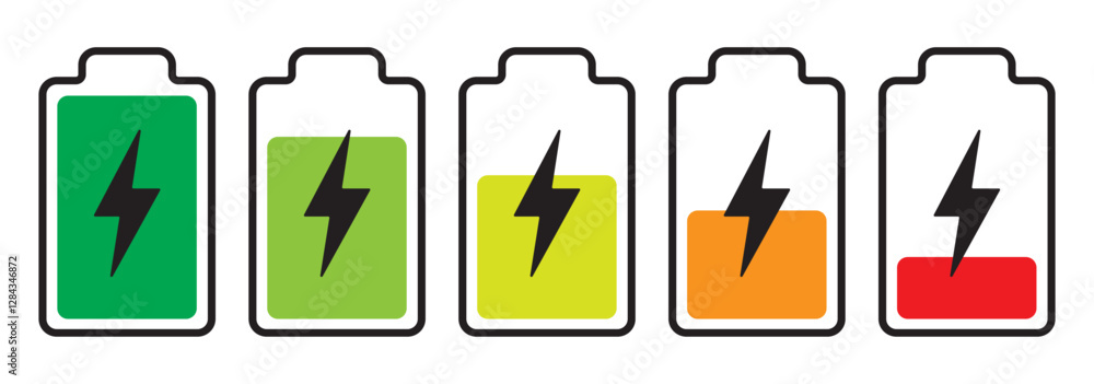 Battery icons set. High quality black style vector icons. Battery ...