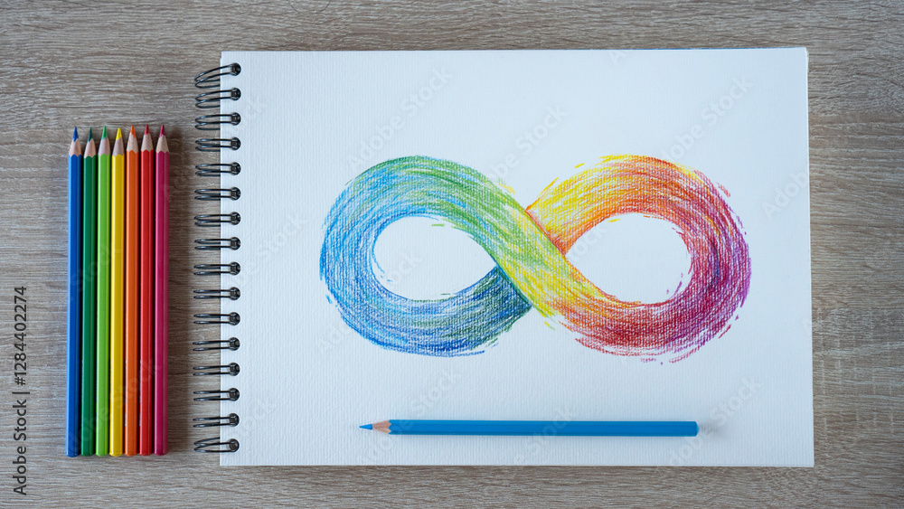 Infinity symbol colored pencils drawing representing ongoing process ...