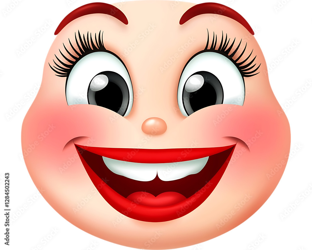 Cartoon face smiling, bright background, cheerful. Symbol for humor ...