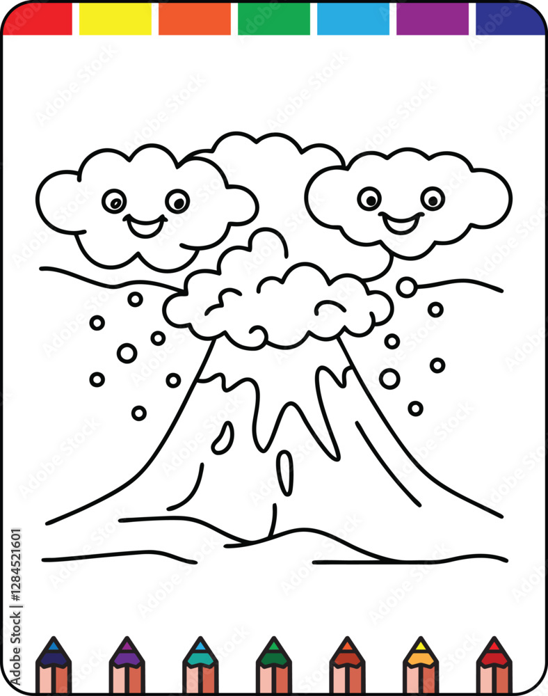 Volcano Coloring Pages for Kids with Fun and Educational Printable ...