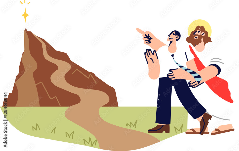 Illustration Stock Jesus christ shows way to businessman, supporting ...
