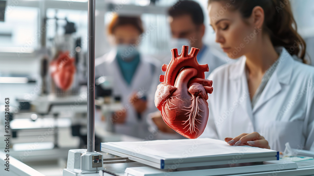 Robotic 3D printer producing human heart model in sterile lab with ...