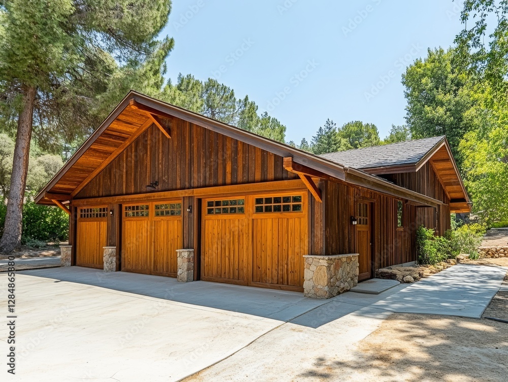 Rustic Elegance: Three-Car Garage with Cedar Siding: This beautiful ...