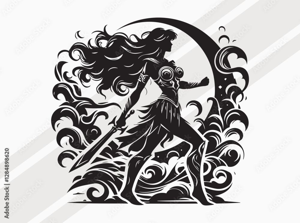 Griffin Silhouette Black Color Mythical Winged Beast Vector Art and ...