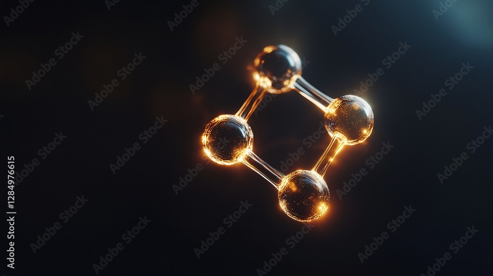 Photorealistic representation of oxygen molecule double covalent bond ...