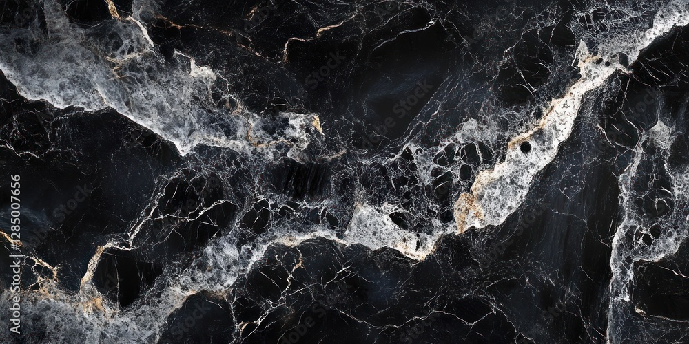 Polished Black Marble with White Veining Textures for Elegant Floor and ...