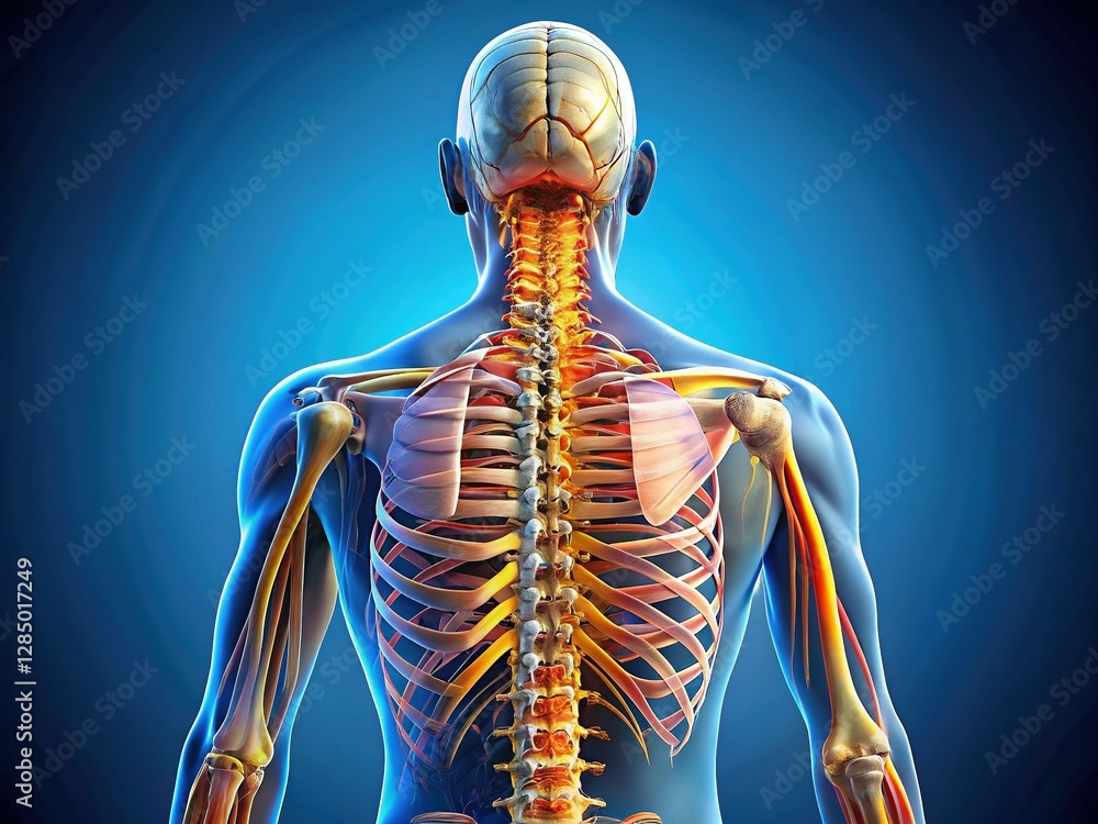 Healthy Human Spine Anatomy, Vertebrae, Spinal Cord, Back Pain Relief ...