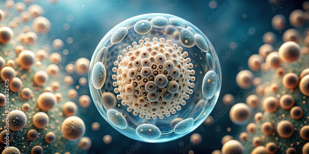 Soap molecule forms a spherical micelle structure, encasing and ...