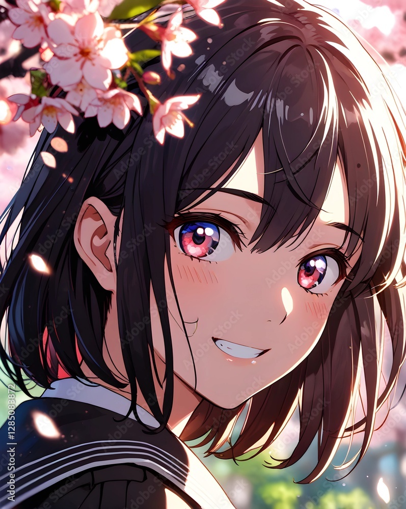 Stock-Illustration „Yandere Schoolgirl – Innocent look with a creepy ...