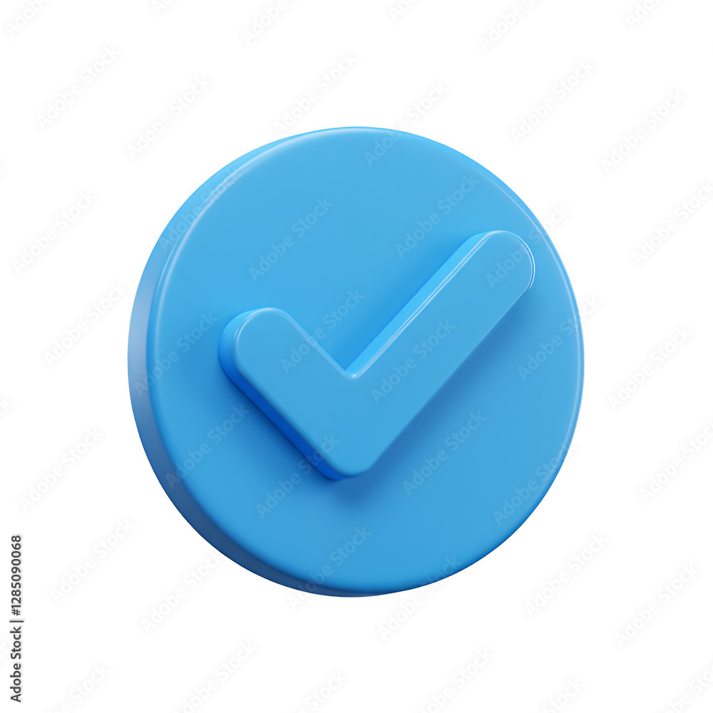 Blue Checkmark Icon 3D Render Transparent Background High Resolution ...