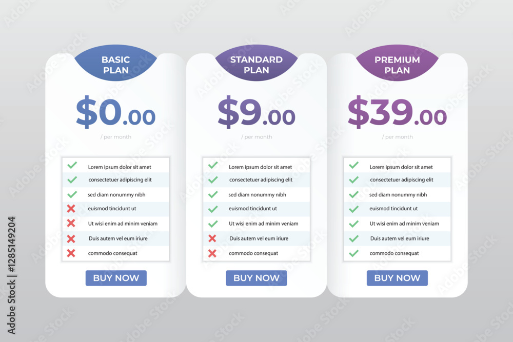 Business chart Price template, With price list Comparison table design ...