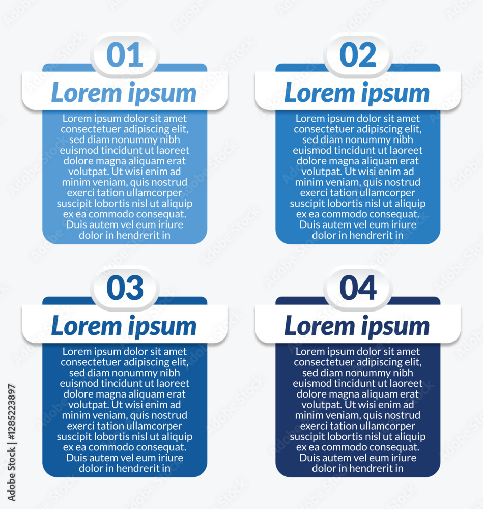 Blue box infographic and comparison template design concept for ...