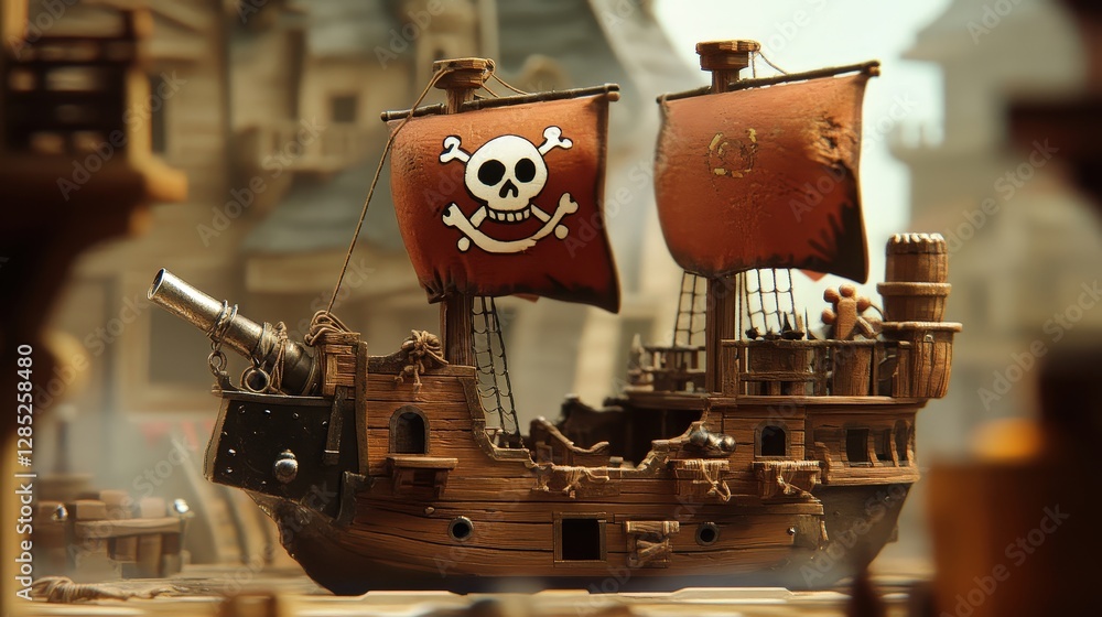 Pirate Ship's Grand Adventure: A detailed miniature pirate ship ...