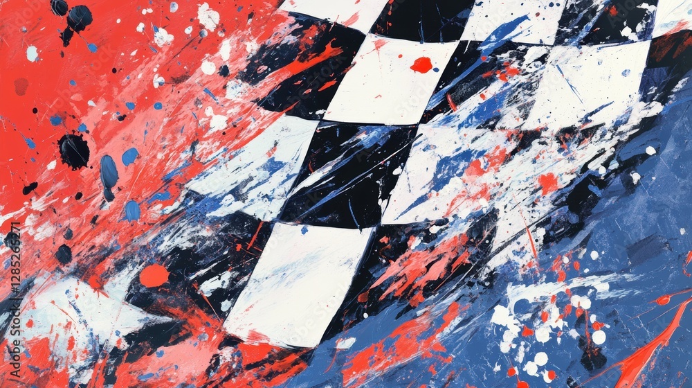 Dynamic Abstract Red and Blue Background with Checkerboard Pattern and ...