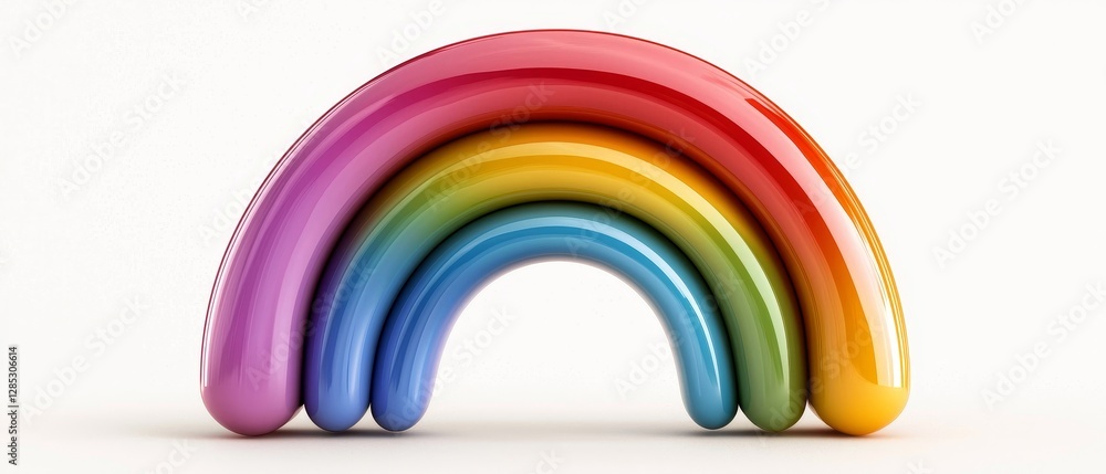 Vivid Rainbow Arch with Rounded Edges Showing Spectrum of Colors in a ...