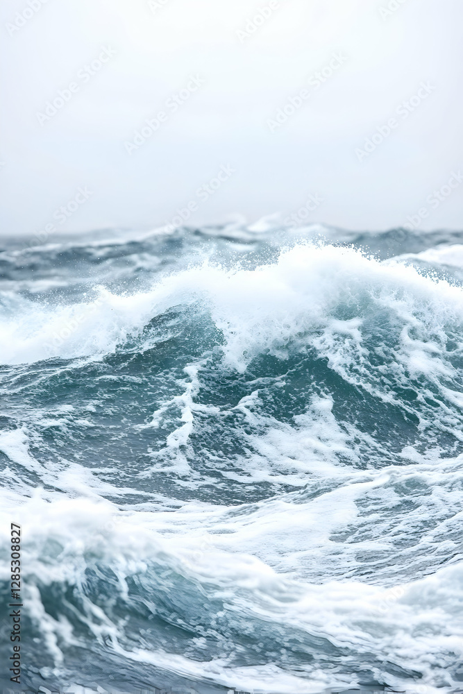 Rough ocean waves, stormy sea, dramatic weather, background cloudy sky ...