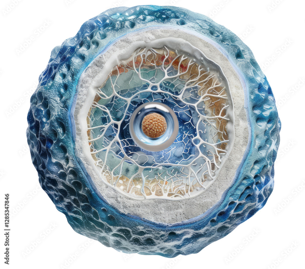 Illustration showing a circular structure inside a sphere on a ...