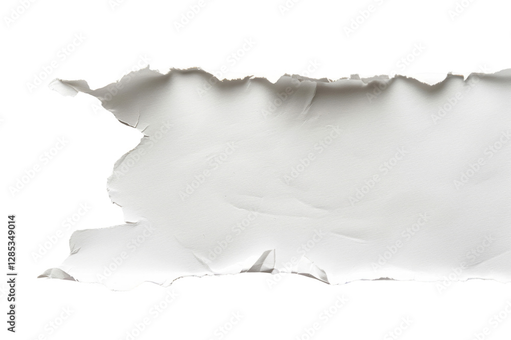 Torn white paper with a ripped edge on the left side, isolated on a ...