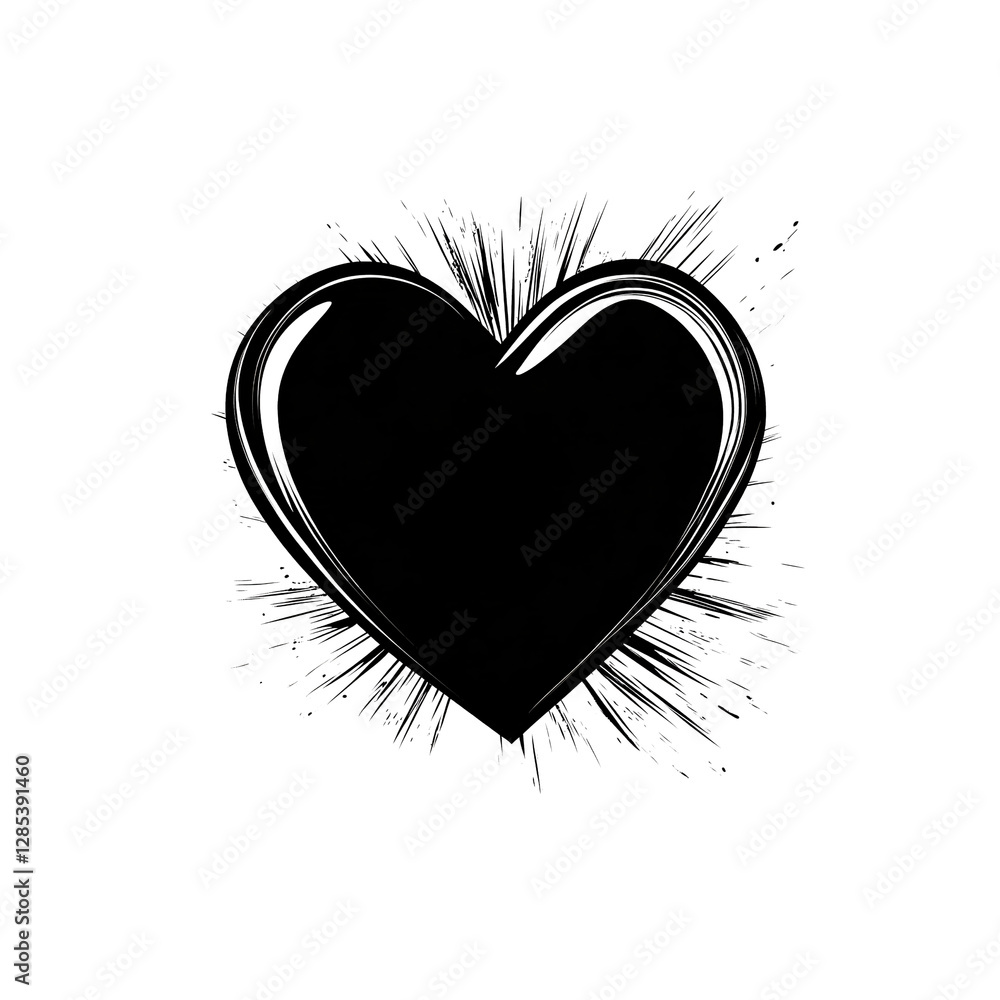 Black Heart Symbol Bold and Minimalistic Heart Shape in Monochrome ...