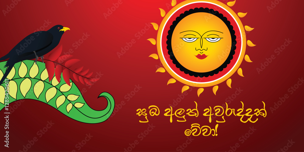 SInhala and Tamil New Year. Sinhala Avurudu Design. Sinhala Aluth ...