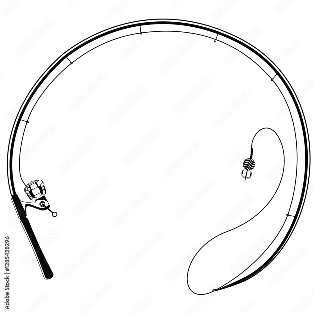 Fishing rod frame circle shape illustration Stock Vector | Adobe Stock