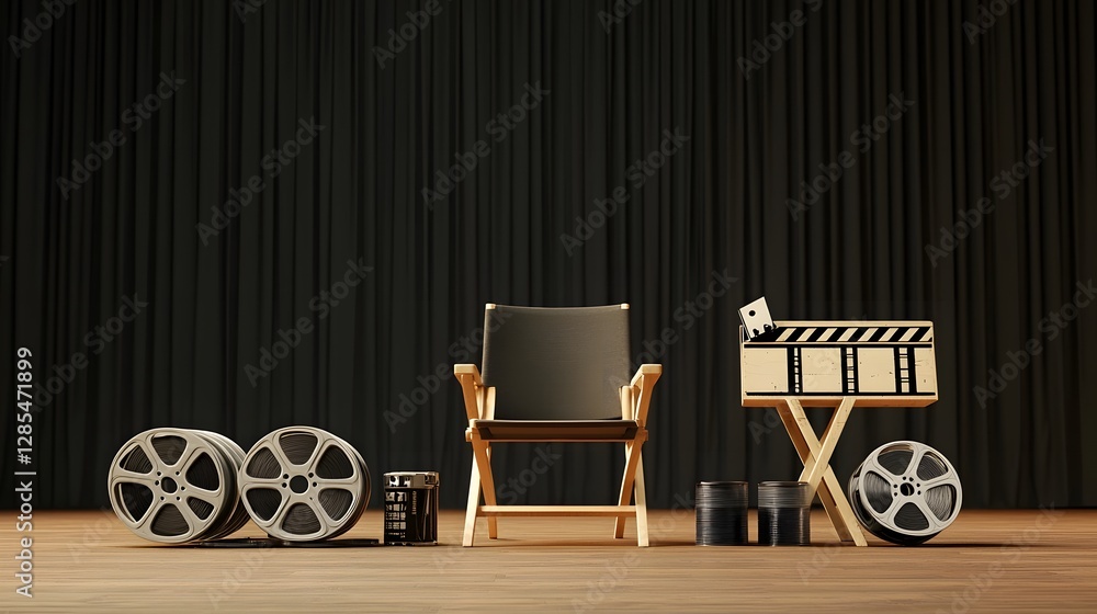 Captivating Cinema Themed Still Life Composition with Director s Chair ...