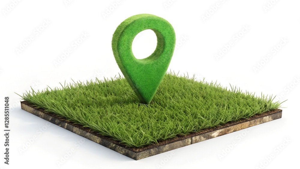 Green Location Pin on Grass for Eco-Friendly Navigation, location, pin ...