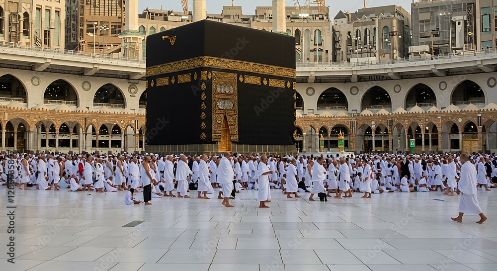 Kaaba in Mecca with Muslim Pilgrims Gathering for Hajj Pilgrimage Stock ...