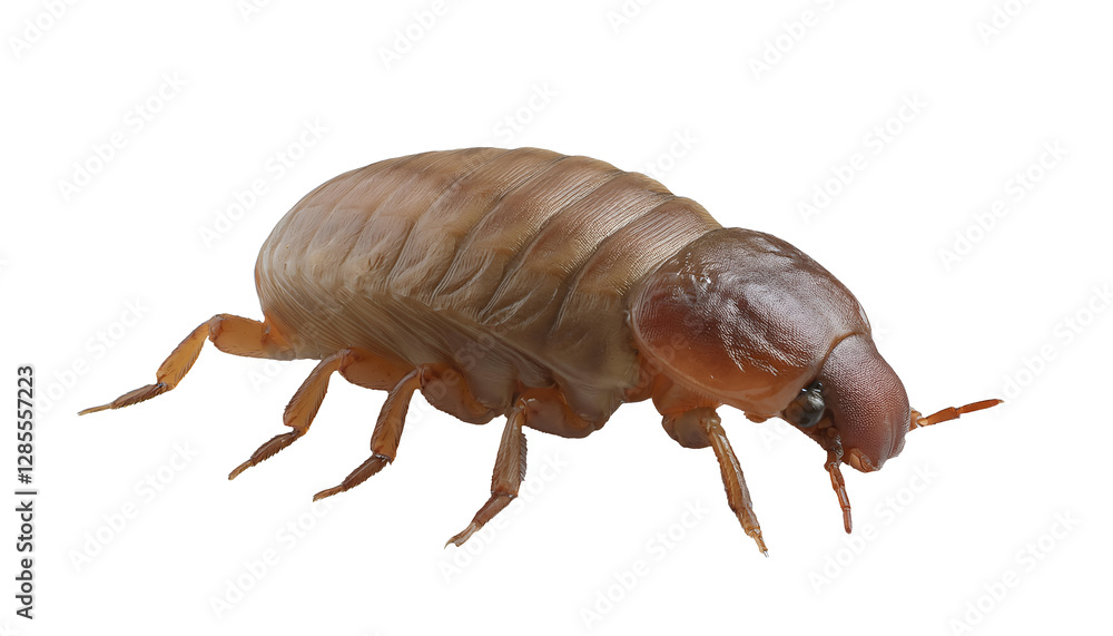 realistic flea insect macro, detailed parasitic bug, tiny jumping pest ...