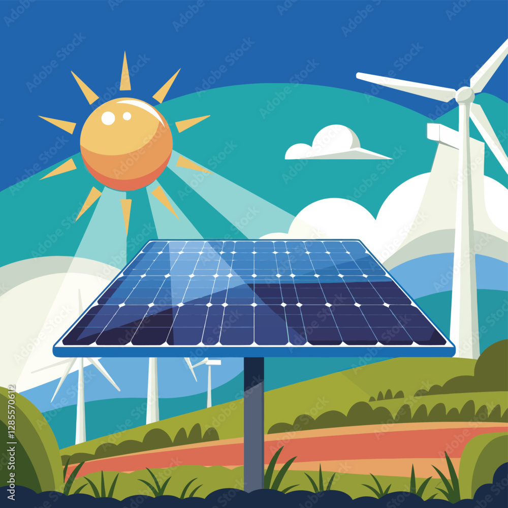 2d vector environment Collection Solar Panel icon Symbolizing clean and ...