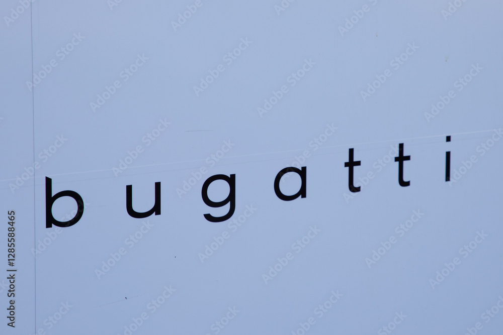Bugatti brand text and logo shop sign facade chain store in fashion ...