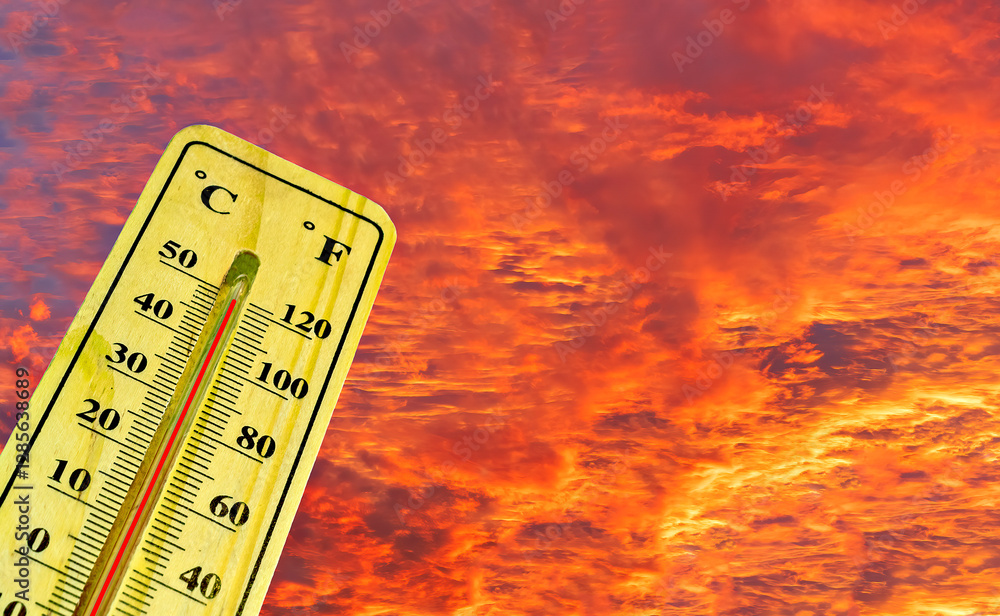 Tropical extreme temperature, measured on an outdoor thermometer ...