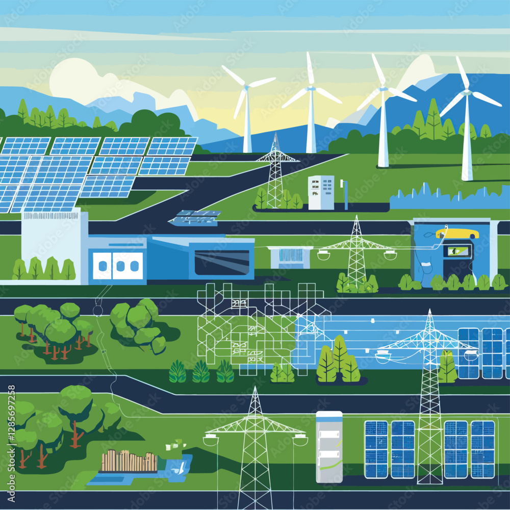 2d vector environment Collection Solar Panel icon Symbolizing clean and ...