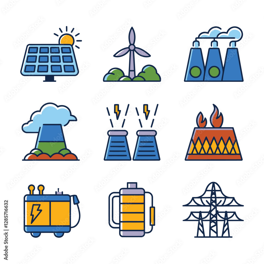 2d vector environment Collection Solar Panel icon Symbolizing clean and ...
